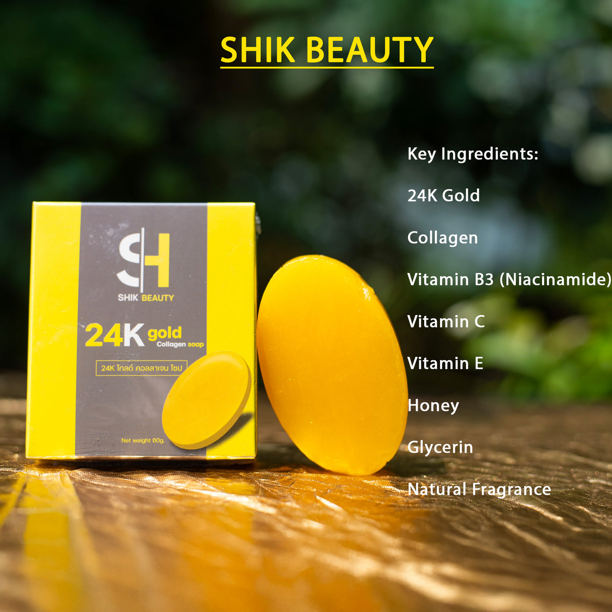 SHIK BEAUTY 24K Gold Collagen Soap – Brightening & Nourishing Bar (60